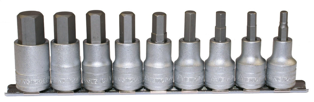 Teng Tools 1/2" Hex Bit Socket Clip Rail Set 9pc | TENGM1212 – Trade ...